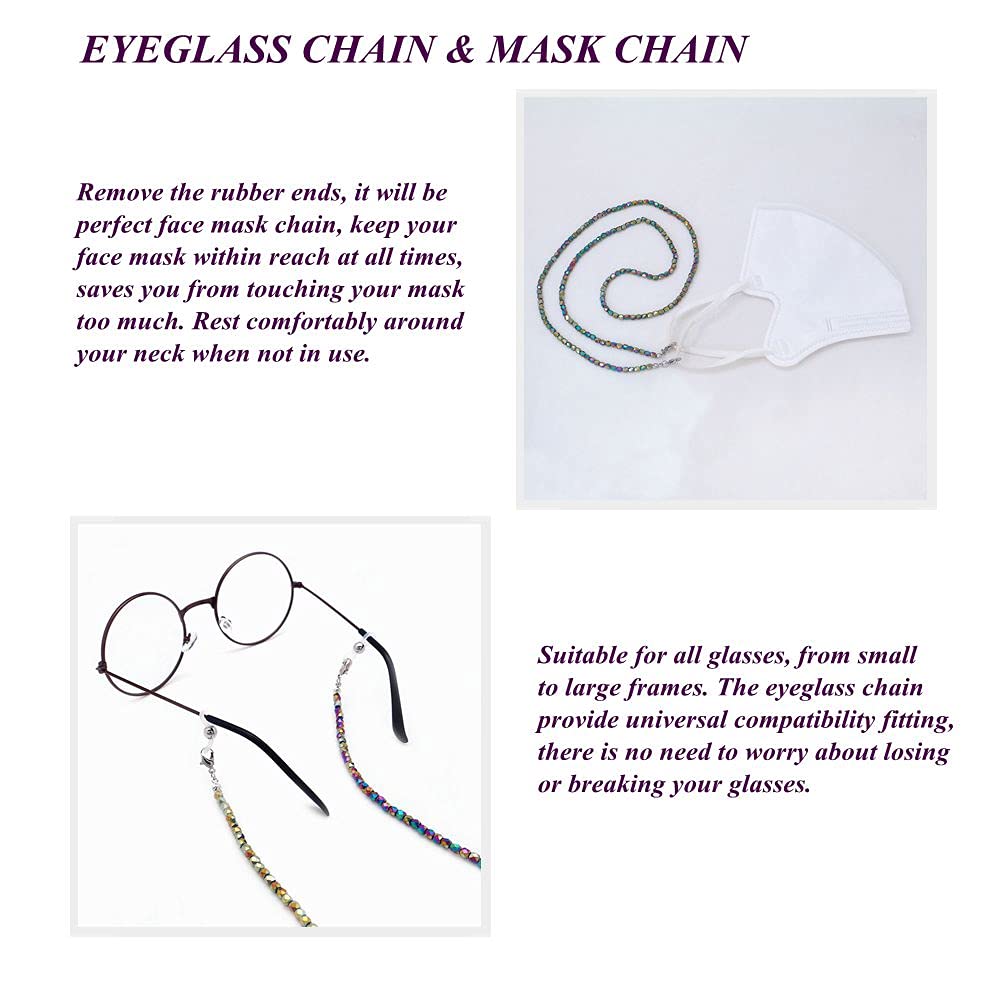 KAI Top Eyeglass Chain Sunglasses Chain Strap Holder Cord Fashion Glass Bead Mask Lanyard Face Mask Chain for Women Men
