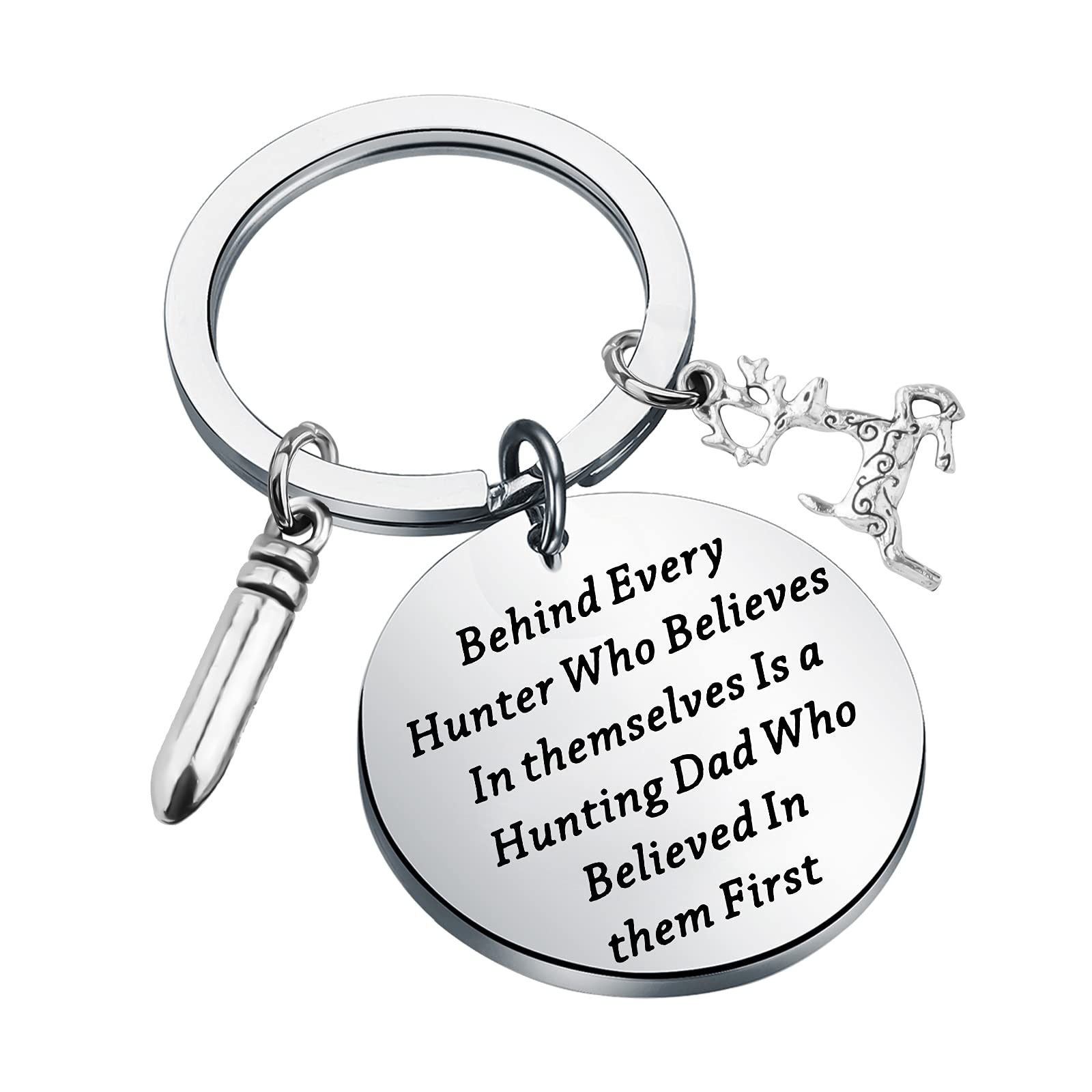 KUIYAI Hunter Gift Hunting Lovers Gift Bullet Deer Keychain Hunting Father Gift Father's Day Gift for Dad (hunter dad)
