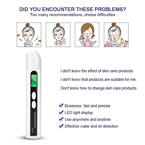 Skin Moisture Analyzer Portable, 0~99.9% Skin Moisture Detector Digital LCD Skin Face Moisture Oil Analyzer Monitor Tester Detector