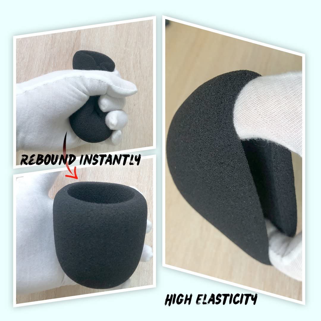 Microphone Covers Foam for Blue Yeti Pop Filter Mic Windscreen Replacement, with High Density Sponage to Kill Noise for Karaoke Sing and Podcast, 2 Black Pack