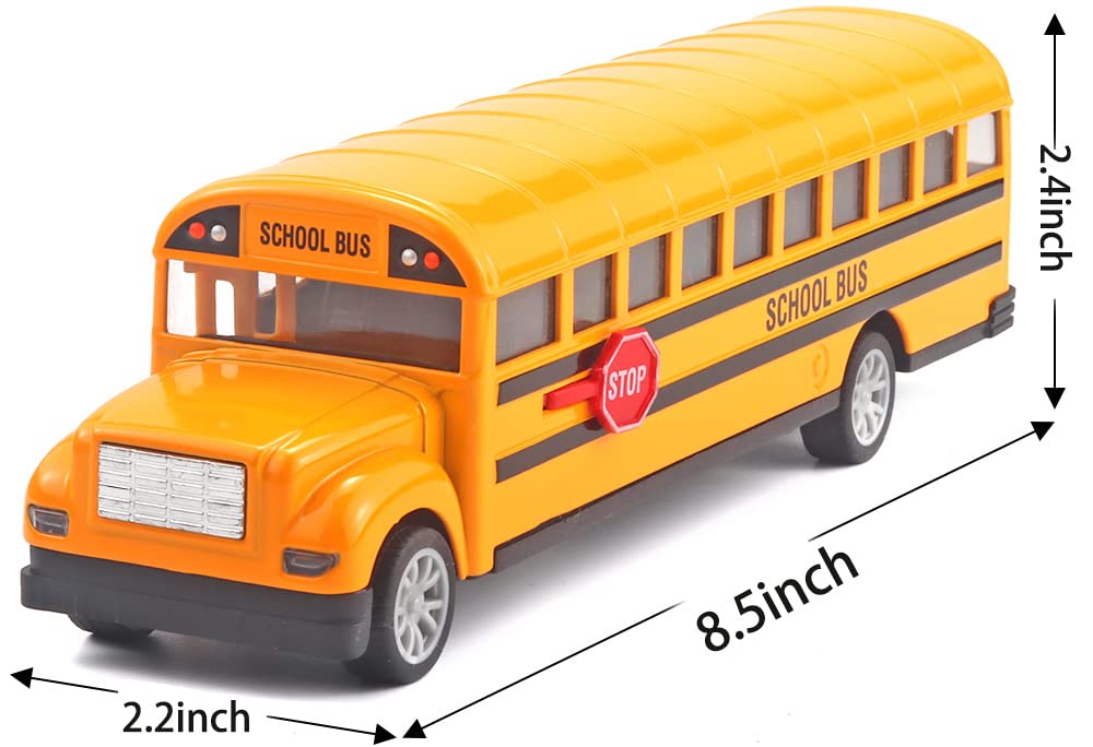 OANMYJJO Die Cast Long-Nose School Bus with Pull-Back Action and Open-able Doors Toy for Kids Boys Girls