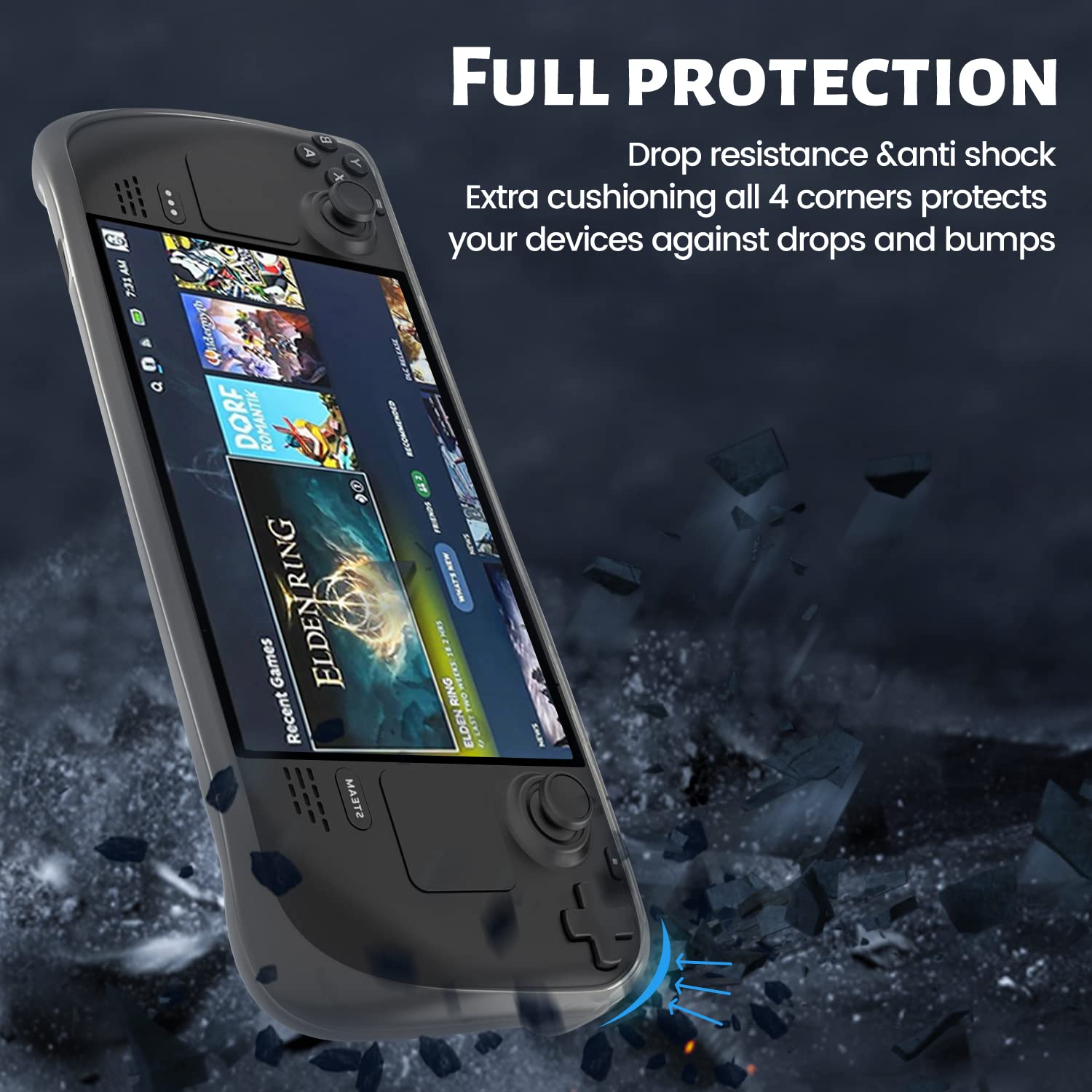 Protective Case for Steam Deck,Soft Rubber Protective case,Anti-Drop and Anti-Skid Protective Case (Transparent White)