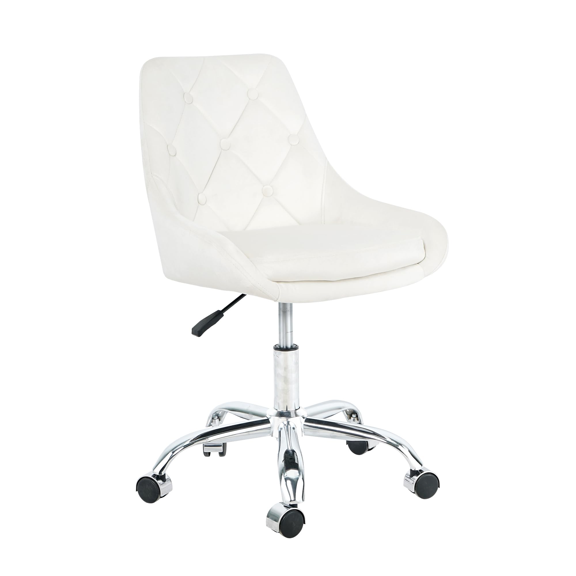 Warmiehomy Office Desk Chair with Wheels, Modern Velvet Vanity Chair with Mid Back, Ergonomic Computer Task Study Chair 360 Degree Swivel Height Adjustable for Office Make Up Bedroom,Sliver-Beige
