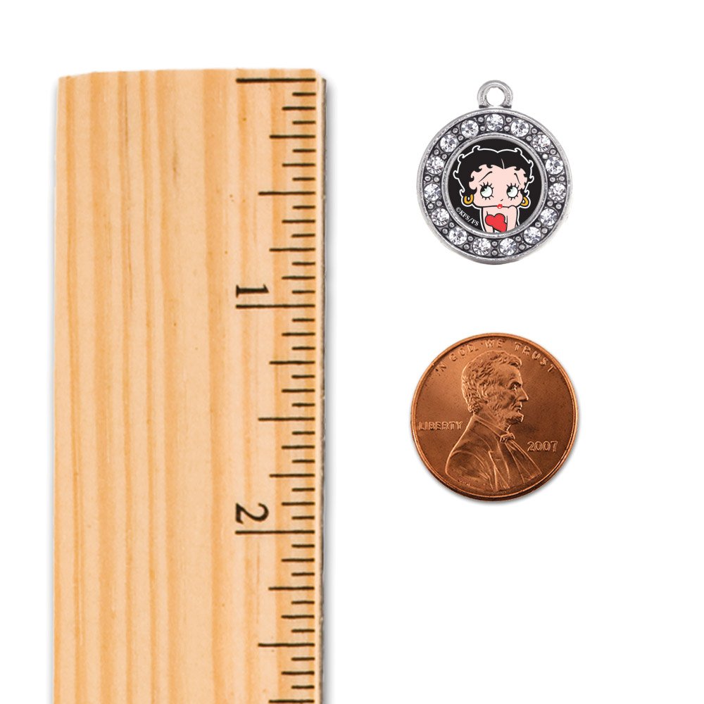 Inspired Silver - Betty Boop Memory Charm for Women - Silver Circle Charm for Bracelet with Cubic Zirconia Jewelry