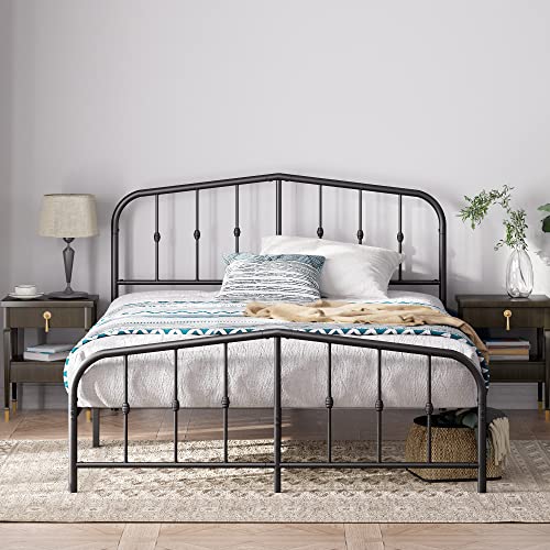 Zinus Heidi Metal Platform Bed Frame/Steel Mattress Foundation/Bed Frame with Headboard and Footboard/No Box Spring Needed/Easy Assembly, Black, Twin