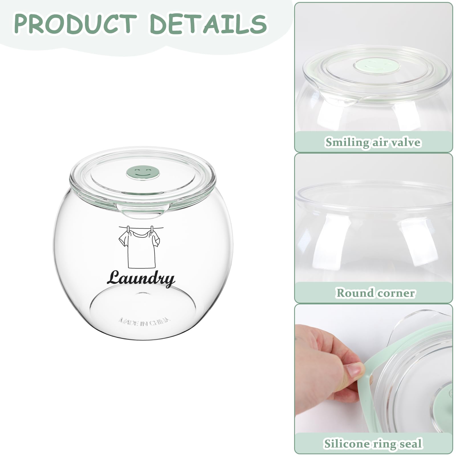 Xbopetda Laundry Powder Container Airtight, Laundry Detergent Dispenser with Mesuring Cup, Clear Plastic Laundry Powder Storage with Wide Opening, 4L High Capacity for Laundry Room Organization