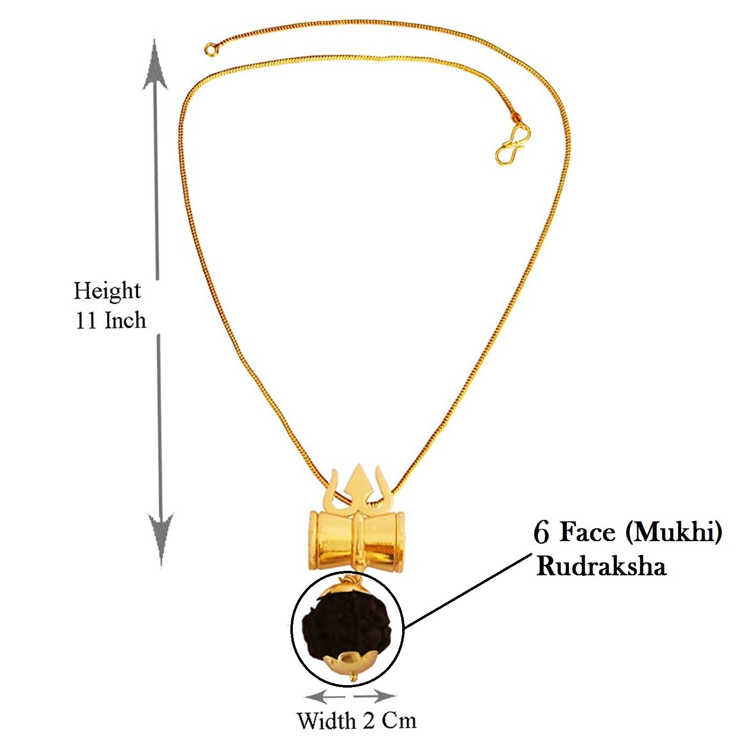 IS4A Shiv Shakti Trishul Damru 6 Mukhi (Face) Rudraksha Locket Yantra Pendant