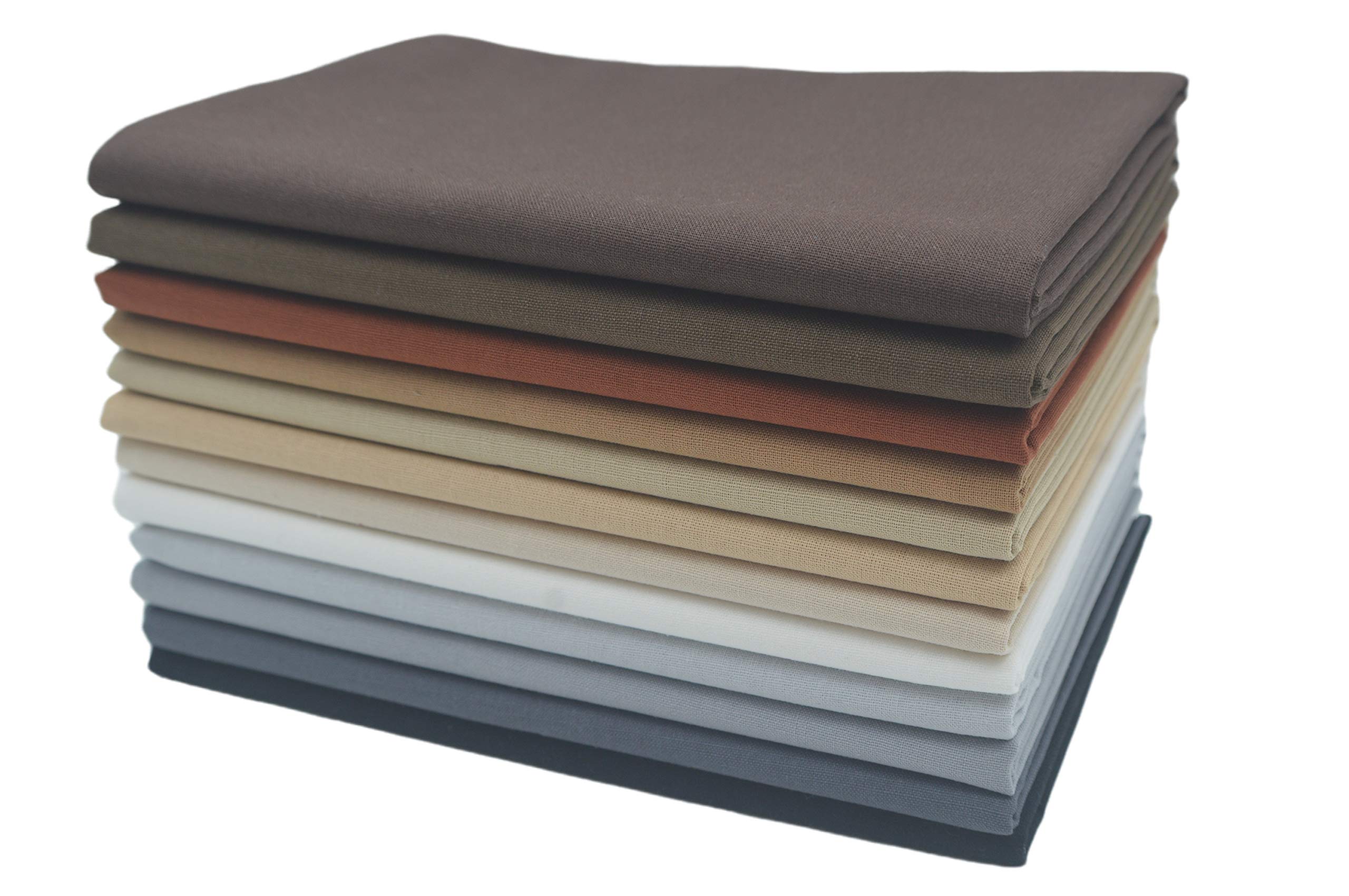 ibotti Fat Quarters Fabric Bundles Solid Colors, 12 Precut Cotton Fabric Quilting, 18 x 22 inch, (Rocky Mountains)