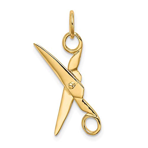 IceCarats 14K Yellow Gold Dangling Scissors Necklace Charm Pendant 26mm x 15mm Only