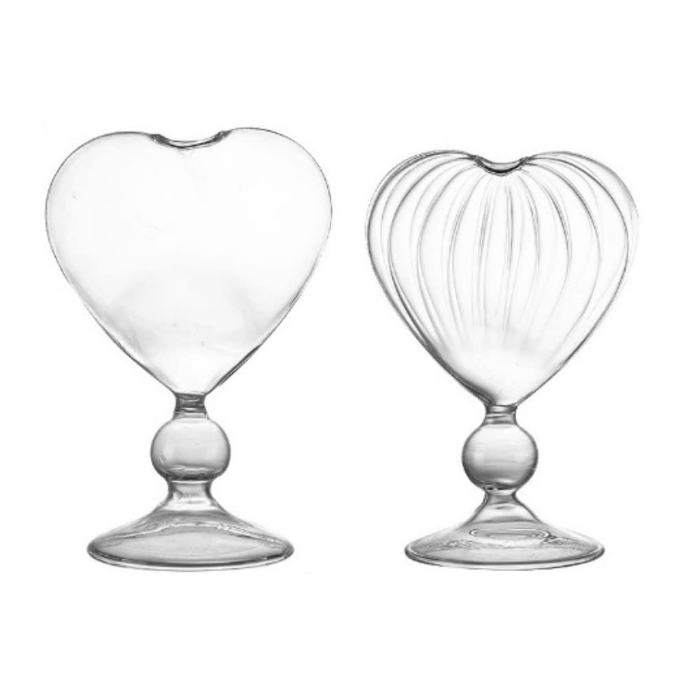 Ochine Crystal Wine Glass Set Heart Shaped Cup Creative Cocktail Glass Coffee Mug Tea Cup Cappuccino Cup Romantic Glassware for Valentines Day Decor Anniversary Wedding Party Supplies Home Decor