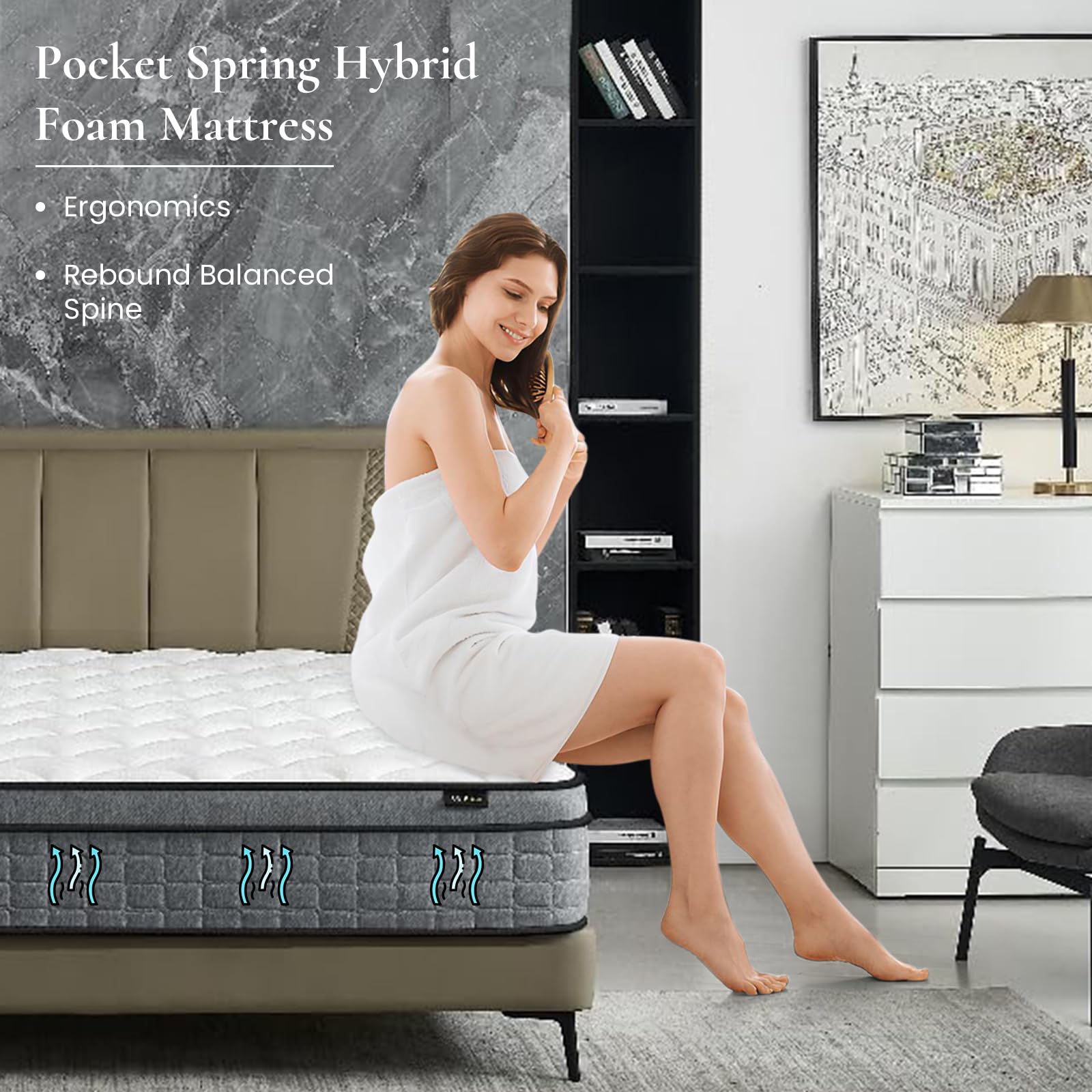 Xiconbao Memory Foam Mattress Queen 10 Inch - Hybrid Mattress in A Box Spring Medium Firm Mattress for Back Pain Relief