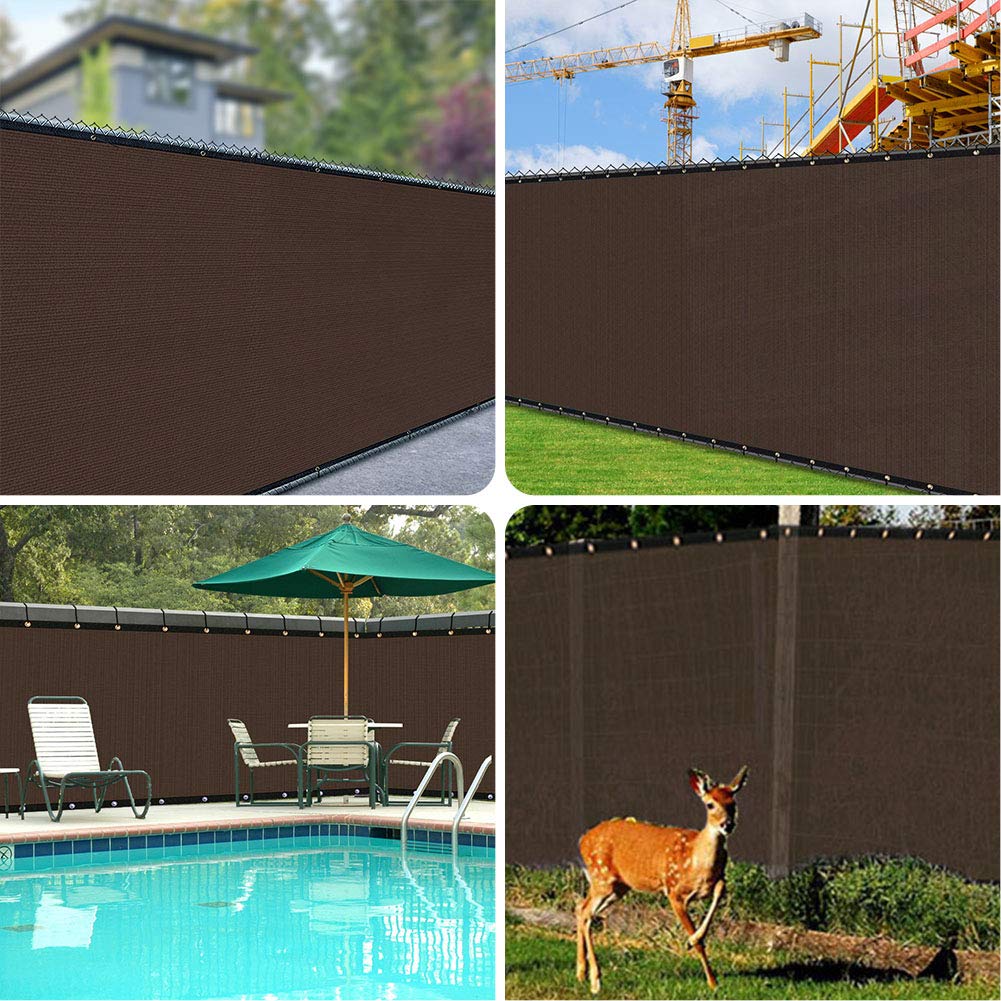 iCover 4x12ft Fence Privacy Screen, Heavy Duty Privacy Fence Screen, Outdoor Shade Cloth Mesh Barrier, Reinforced Bindings and Brass Grommets, Cable Zip Ties Included, Brown