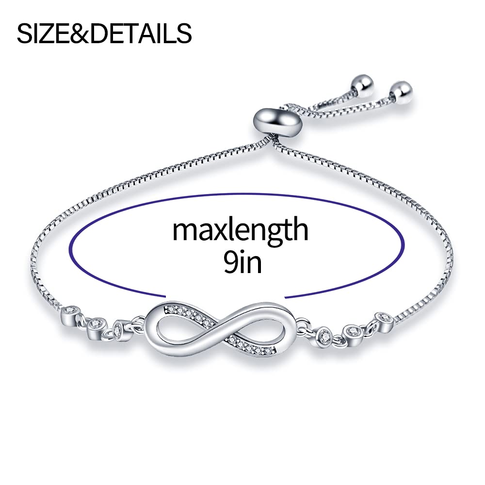 KUNSIR Slider Charm Cubic Zirconia Bracelet in 925 Sterling Silver, Mother's Day Braceletsā¦