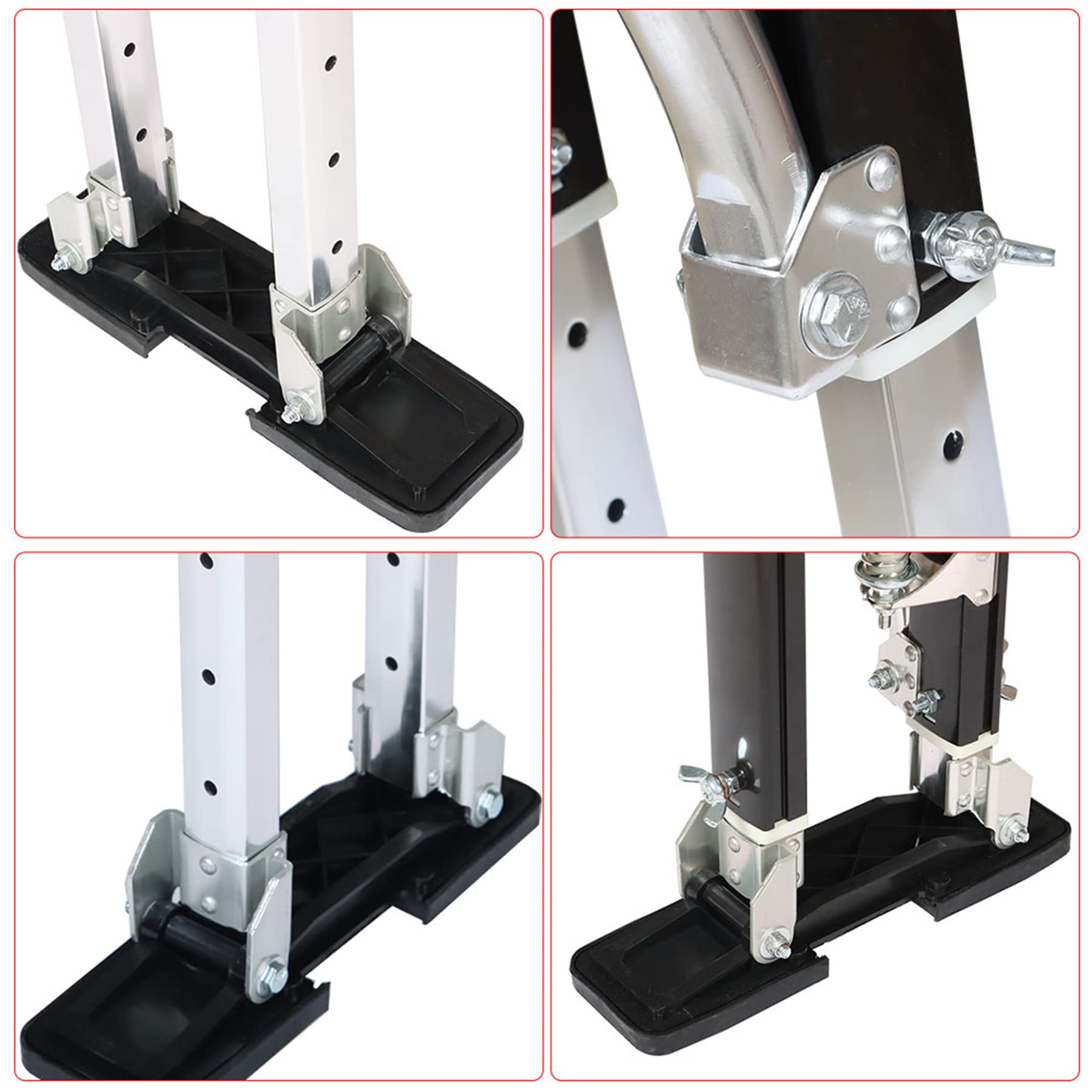 marddpair Drywall Stilts 24-40 inch Grade Adjustable Auminum Tool Stilt for Painting or Cleaning - Silver