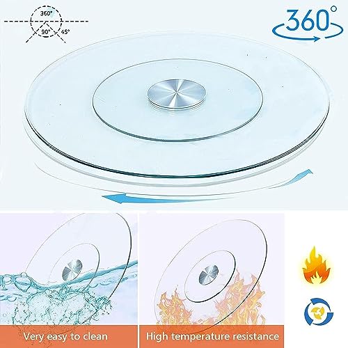 Lazy Susans Turntable Tempered Glass Lazy Susan Turntable Dining Table， Transparent Round Tabletop Rotating Serving Tray With Silent Bearing, Easy To Share Food (Size : 90cm/35.4inch)