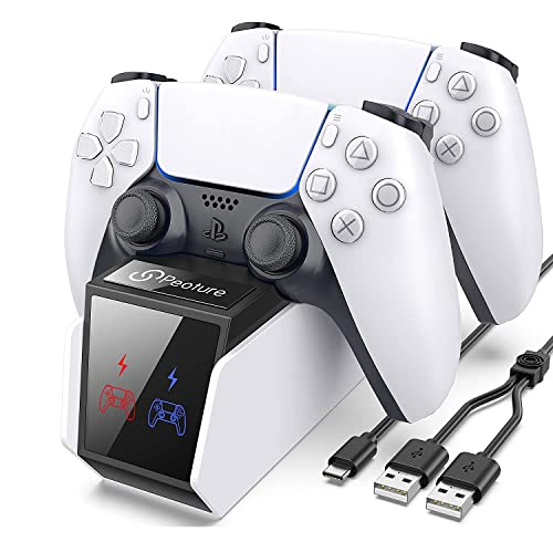 PS5 Controller Charger Station, PS5 Charging Station Dual Charger Docking Station Compatible with Playstation 5 PS5 with LED Indicators- Fast Charging 5V/2A Cable Included