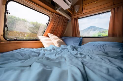 Microfiber RV Sheet Sets, 30x80 Bunk, Light Blue Solid, RV Bed Sheets for Campers, RV's & Travel Trailers Fit Mattress up to 8 Inch deep Motorhome RV Camping Sheets