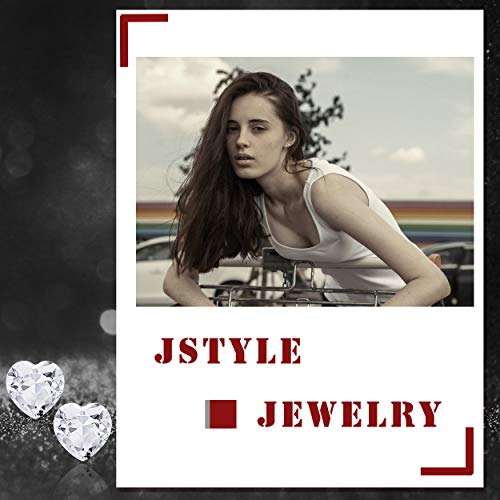 Jstyle 12Pairs Clear Plastic Stud Earrings for Women Acrylic Post Star Heart Rhinestone Ear Studs Piercing Retainers