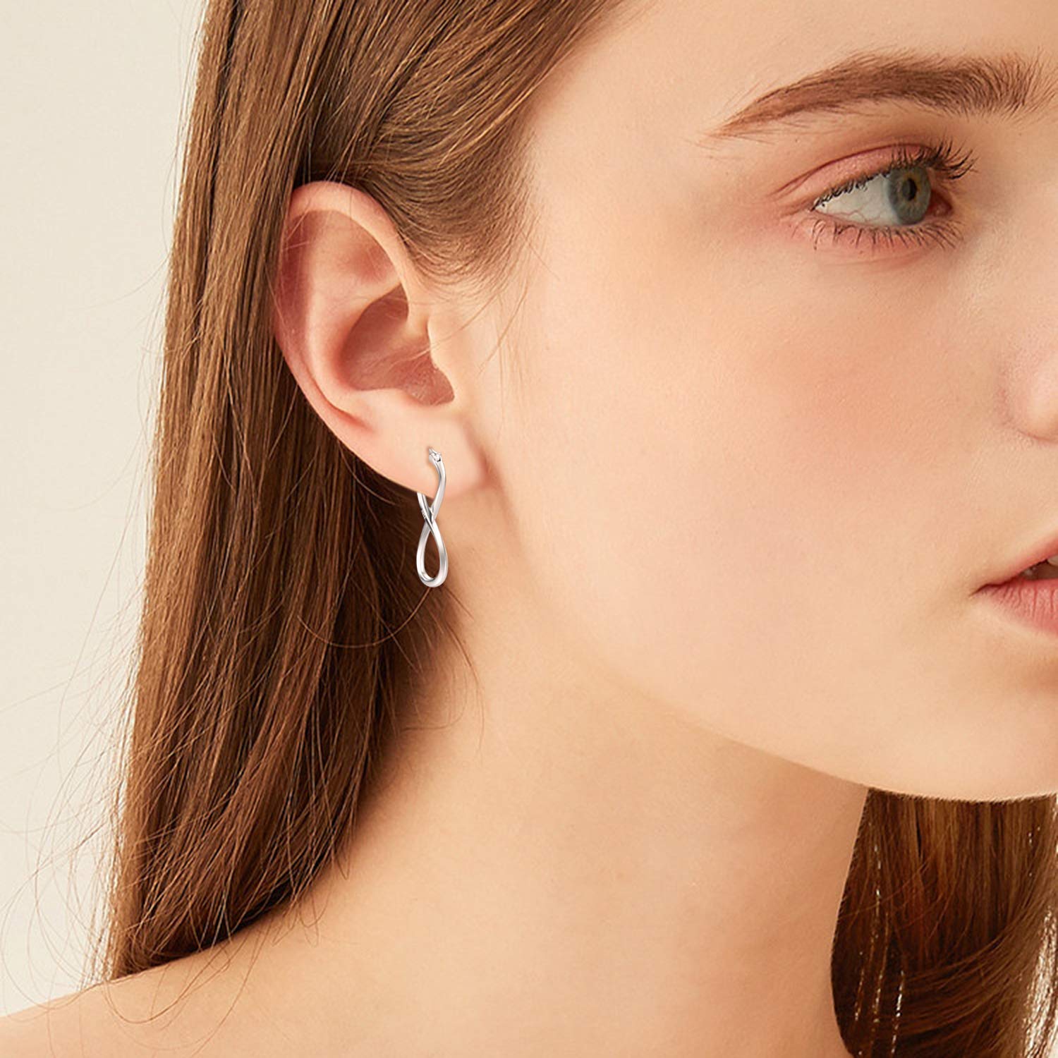 Infinity earrings 925 Sterling Silver Infinity Hoop Earrings Figure 8 Twisted Earrings for Women Jewelry
