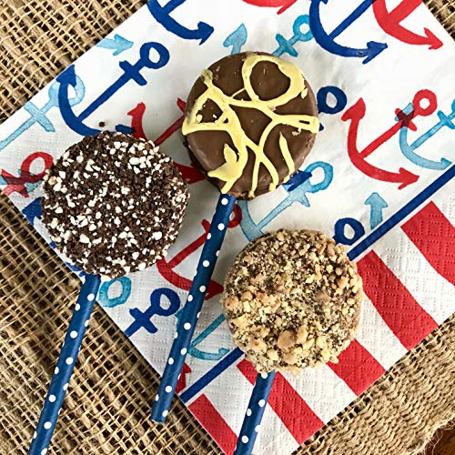 Navy Blue Silver and White Paper Straws - Polka Dot - 7.75 Inches - Pack of 100- Outside the Box Papers Brand