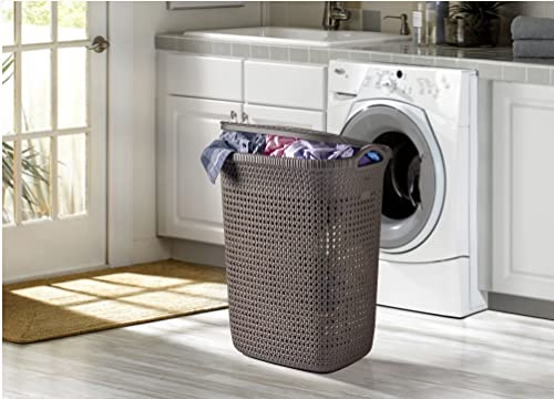 UNIWARE 65 Liter Knit Design Clothes Hamper Laundry Basket, Made in Turkey (White, 1 Piece)