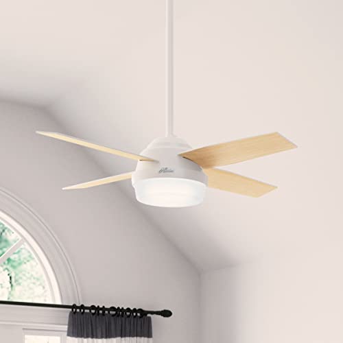 Hunter Dempsey Indoor Ceiling Fan with LED Light and Remote Control, 44", White
