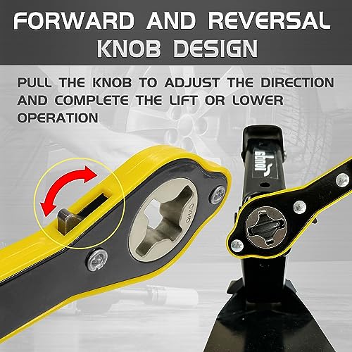 TONDA Jack Ratchet Wrench, Auto Labor-Saving Car Jack Wrench for Scissor Jack, 360 Degree Swivel Lug Wrench for Tire Jack, Forward and Reversal Knob Design