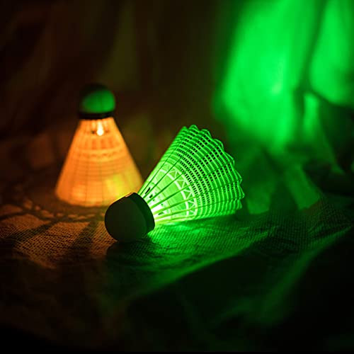 Ksports LED Badminton Shuttlecocks 4 Pack Tube − Glow in The Dark Lighting Birdies Shuttlecocks − with 4 Different LED Colors − Red Green Blue Yellow