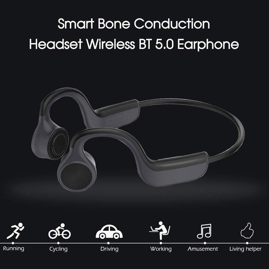 TBIIEXFL Bone Conduction Earphone, Sports Earphone Stereo Sweatproof with Microphone Running Bicycle Mountaineering Bone Sensor Earphone