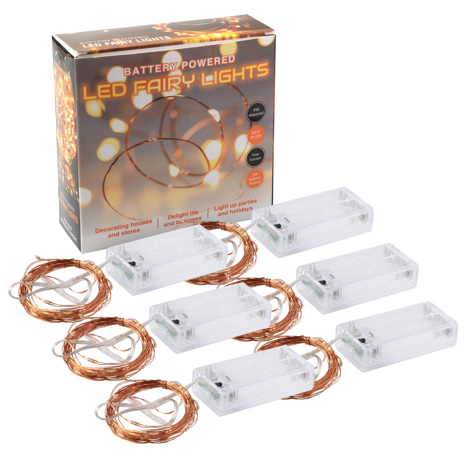 innotree 6 Pack LED Fairy String Lights Battery Operated with Timer, 10Ft 30LEDs Battery Powered Copper Wire Mini Firefly Twinkle Lights for Bedroom, Christmas, Wedding, Party Decoration, Warm White