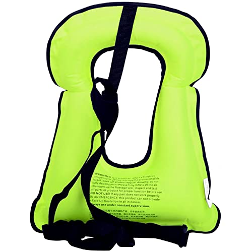 Inflatable Snorkel Vest for Adults, Adjustable Light Snorkeling Jackets Safety Vests for Diving, Snorkeling, Swimming, Surfing (Up to 200 lbs Loading)