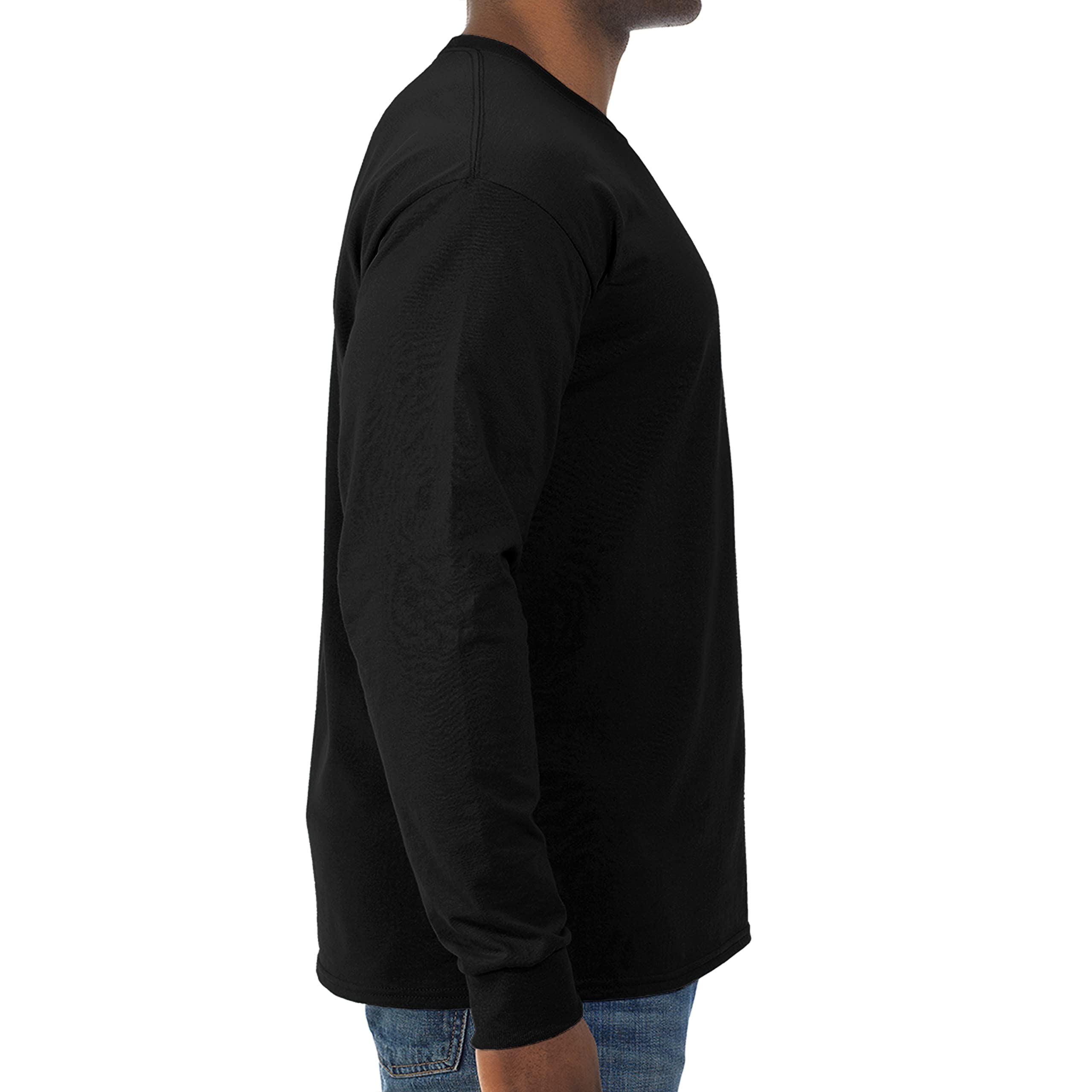 Jerzees Men's Dri-Power Cotton Blend Long Sleeve Tees, Moisture Wicking, Odor Protection, UPF 30+, Sizes S-3X, Black, XX-Large