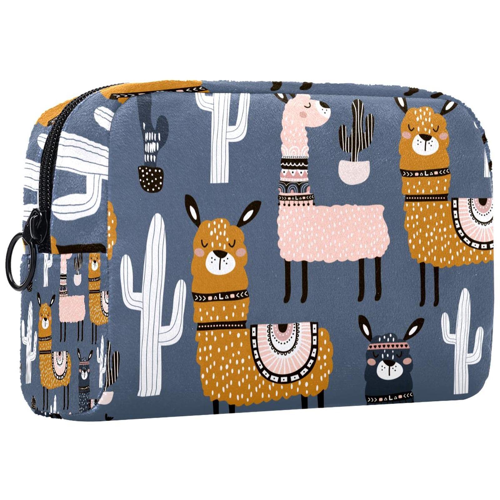 TBOUOBT Cosmetic Travel Bags, Makeup Case, Makeup Bag for Toiletries, Llama Cactus Cartoon