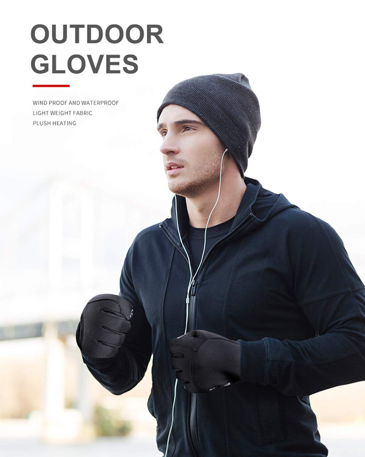 Lanyi Winter Running Gloves Lightweight Touchscreen Anti-Slip Windproof Liner Gloves Cycling Work Thin Gloves Mens Women (B-Black, X-Large)