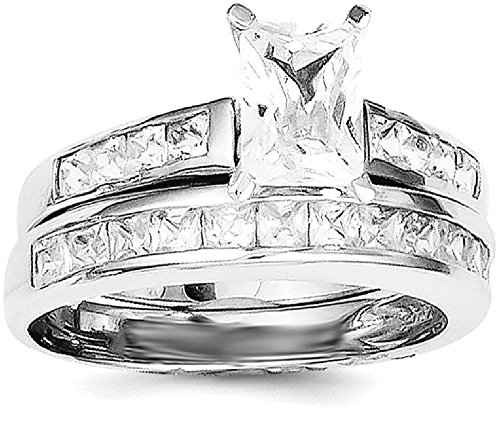 IceCarats 925 Sterling Silver Cubic Zirconia CZ Wedding Band Engagement Ring Bridal Jewelry Set Size 8