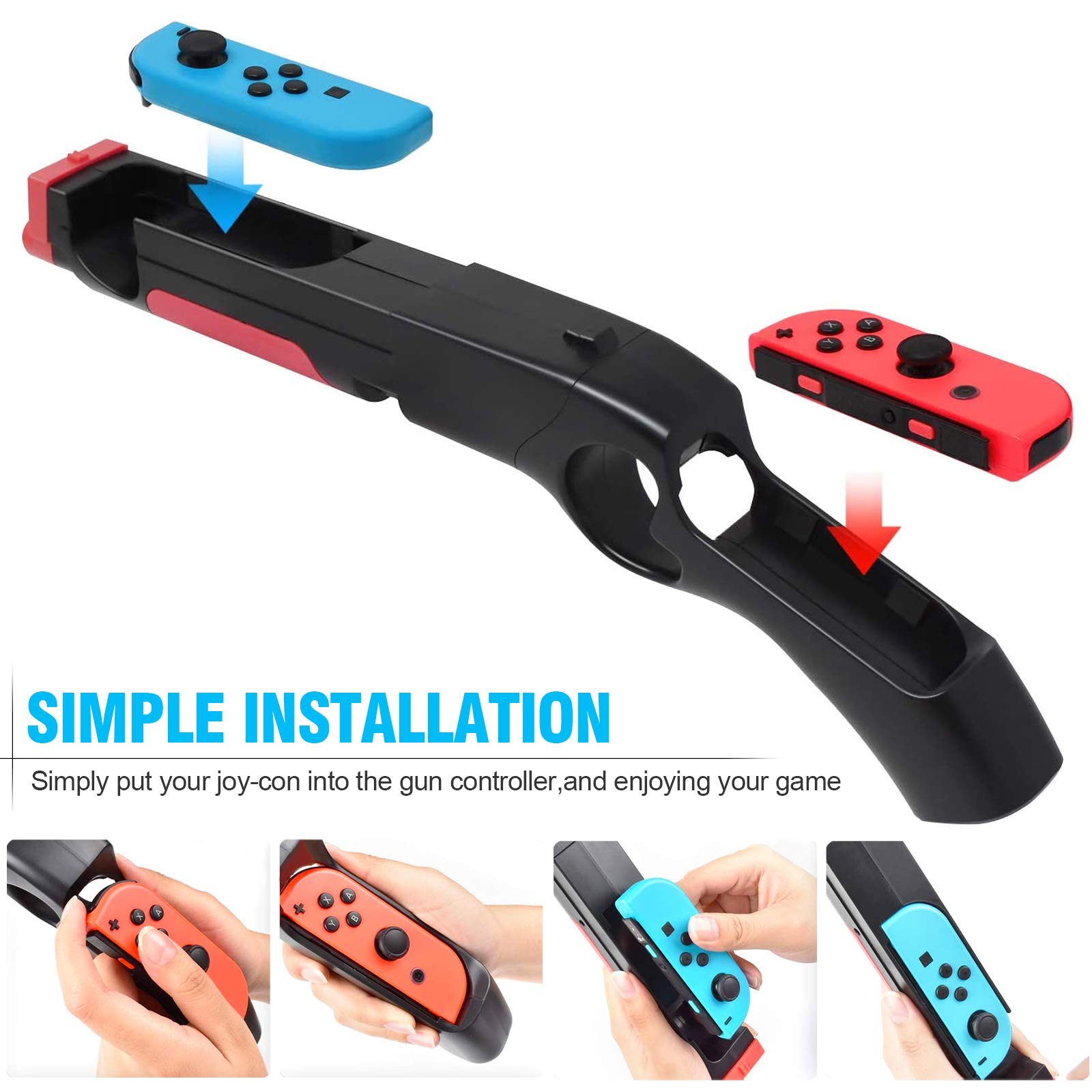 INFURIDER Game Gun Controller for Nintendo Switch Hunting Game,Handle Grips Compatible for Joy-con Shooting Games,Gunshot Controller Adapt for Other Shooting Game on Switch