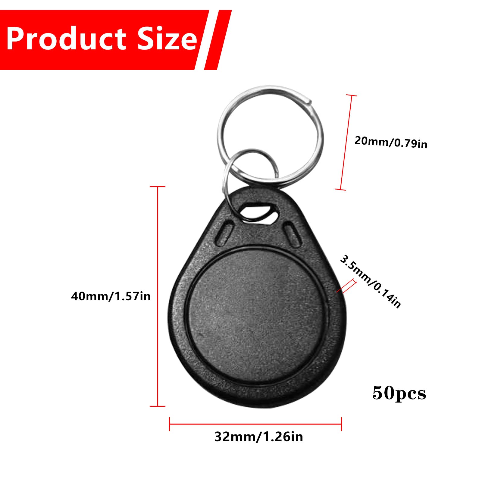SYWAN 50Pcs Writable 125kHz RFID Key Fob Proximity ID Card Token Tag Rewritable, 125khz RFID Writable Rewritable T5577 Fob Tag for RFID Writer