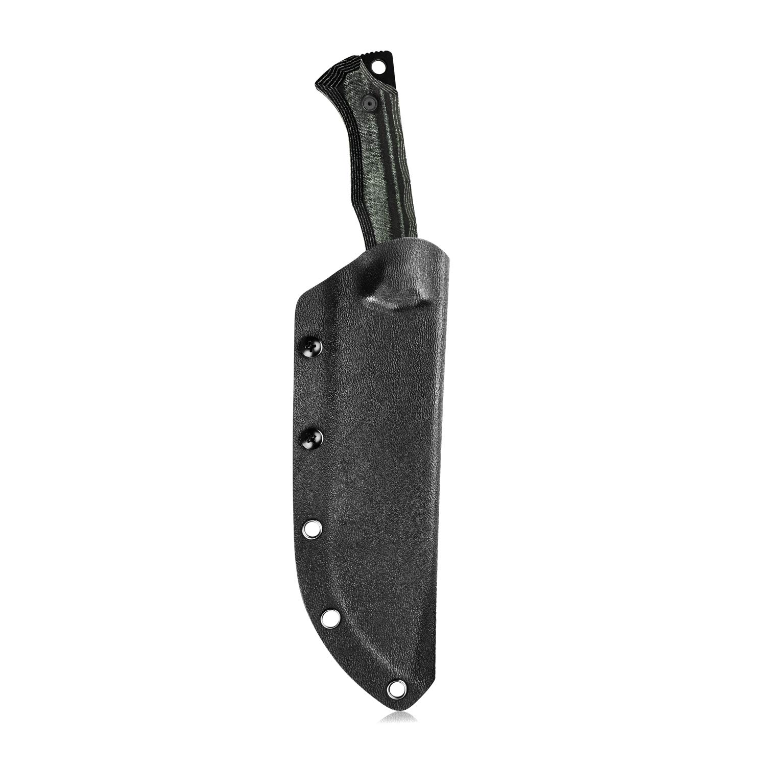 KUBEY Machete KU241 Fixed Blade Outdoor Knife with G10 Handle Kurki Style Blade for Camping Hunting and Survival w/Black Kydex Sheath (Black Coating)