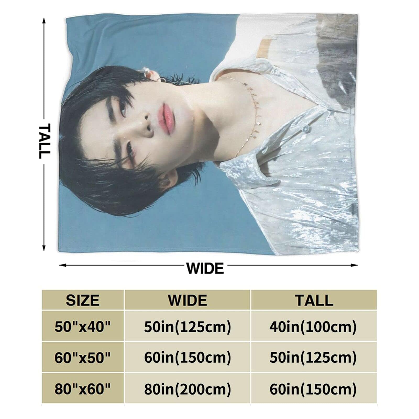 VoilaBella Stray Kids Hyunjin Soft and Comfortable Warm Fleece Blanket for Sofa, Bed, Office Knee pad,Bed car Camp Beach Blanket Throw Blankets (50X40), Black