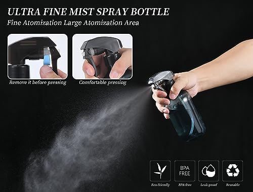 Yebeauty Plant Mister Spray Bottle, 2Pcs 17oz 500ml Fine Mist Plant Atomizer Watering Sprayer Bottle for Gardening Cleaning Solution with Top Pump Trigger Water, Clear Blue