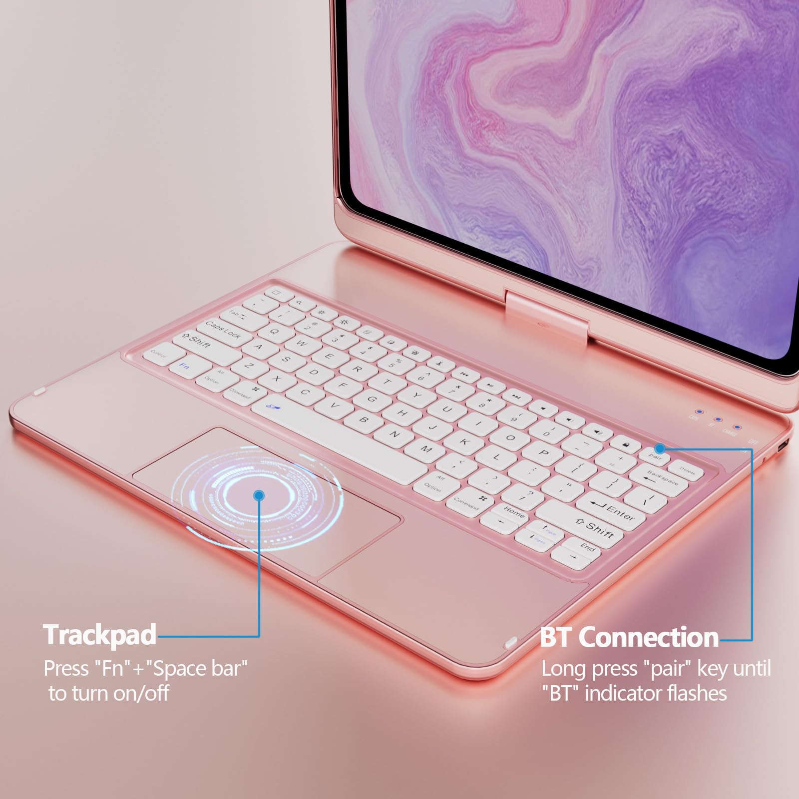 iPad Pro 12.9-inch Case with Keyboard, Touch Trackpad Keyboard Case for iPad Pro 12.9-inch 2022-6th/ 2021-5th/ 2020-4th/ 2018-3rd Generation, 360° Rotatable iPad Pro 12.9-inch Case with Pencil Holder