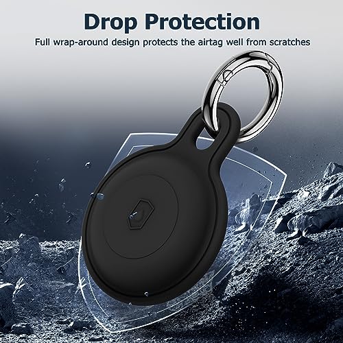 SZJCLTD 4 Pack Airtag Holder, IPX8 Waterproof Silicone Airtag Keychain for Apple Airtag, Protective Anti-Scratch Airtag Case for Dog Collar Cat Collar, Wallet, Keys