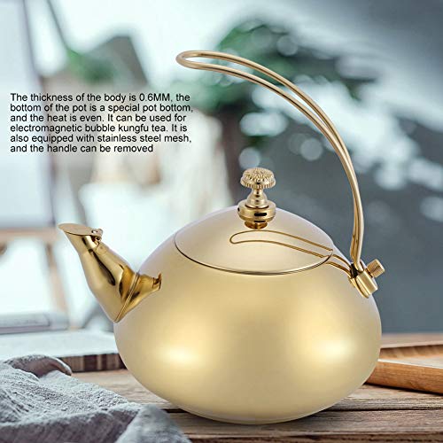 Tea Kettle for Stove Top, Stainless Steel Tea Kettle, 1.5L Teapot Induction Cooker Teakettle Fast Water Heating Boiling Pot with Cooling Handle for Home Use(gold)