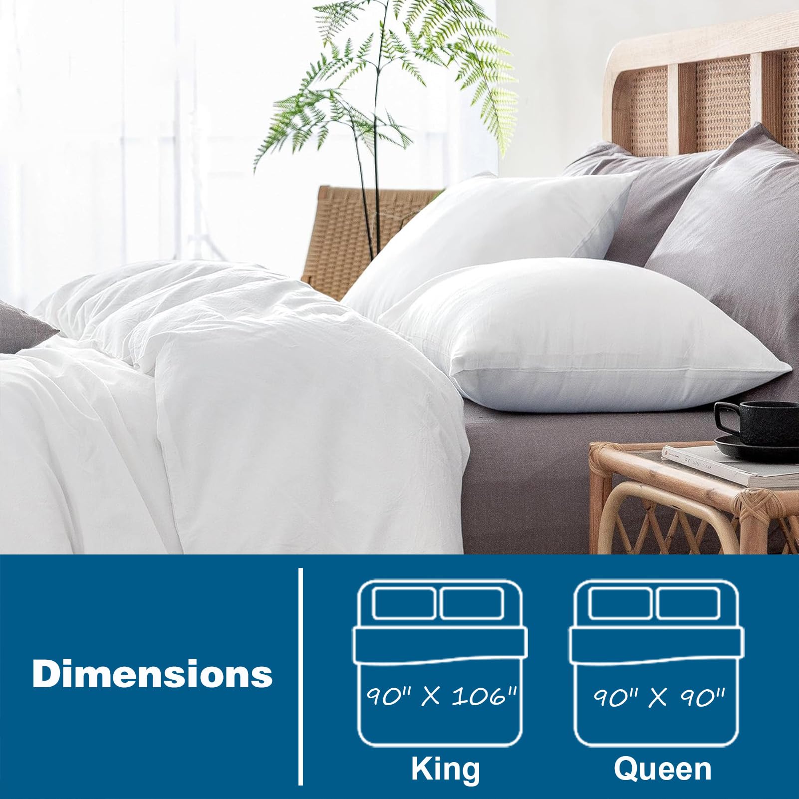 Waterproof Duvet Cover, Washable&Reusable Cotton Knitted Fabric Incontinence Duvet Protector with Zipper with Corner Ties for Kids, Elder, Pets, Dog, Cat (White,King)