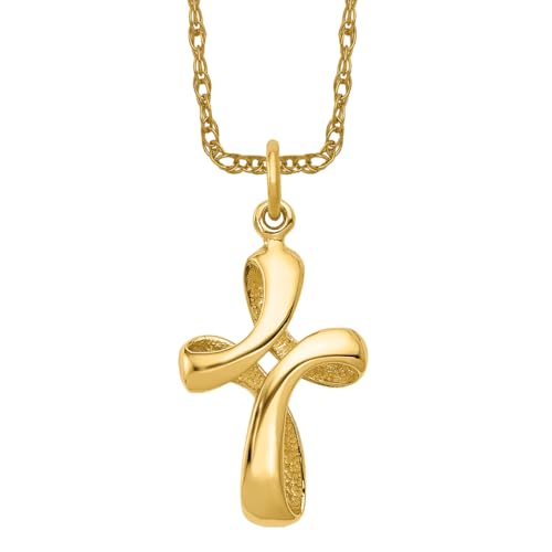 IceCarats 14K Yellow Gold Holy Cross Necklace Religious Pendant Jesus Christ Charm Only