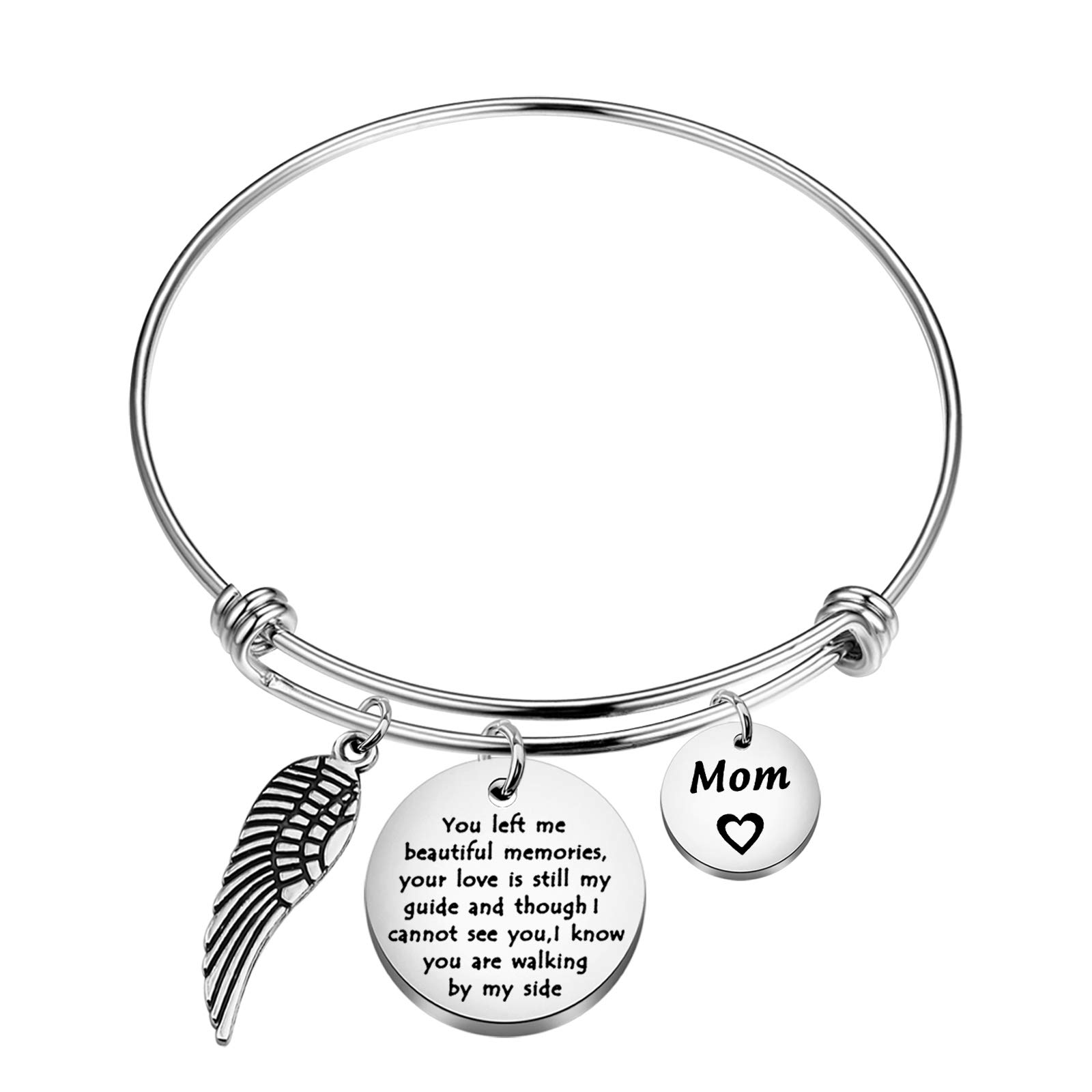 KUIYAI You Left Me Beautiful Memories Bracelet with Guardian Angel Loss Jewelry Remember Loved One for Mom Dad Grandma (BR-Youleft-Mom)