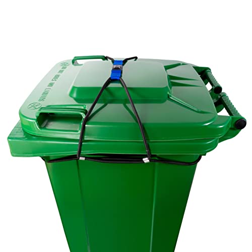 ZONDER Trash Can Locks | Bungee Cord Outdoor Trash Can Locks for Raccoons Animals | Neat Yard | Bear Garbage Bin Locks - Ease of Use - Durable - Double Pack