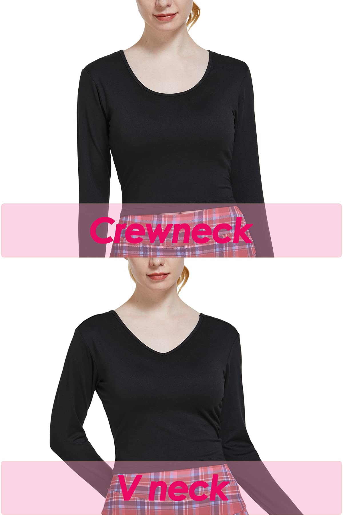 Long Sleeve Athletic Crop Top Sweatshirt for Women Cropped Gym Tops Basic Long Sleeve V Neck Tees Reversible Yoga Shirts Fitted Slim Black S