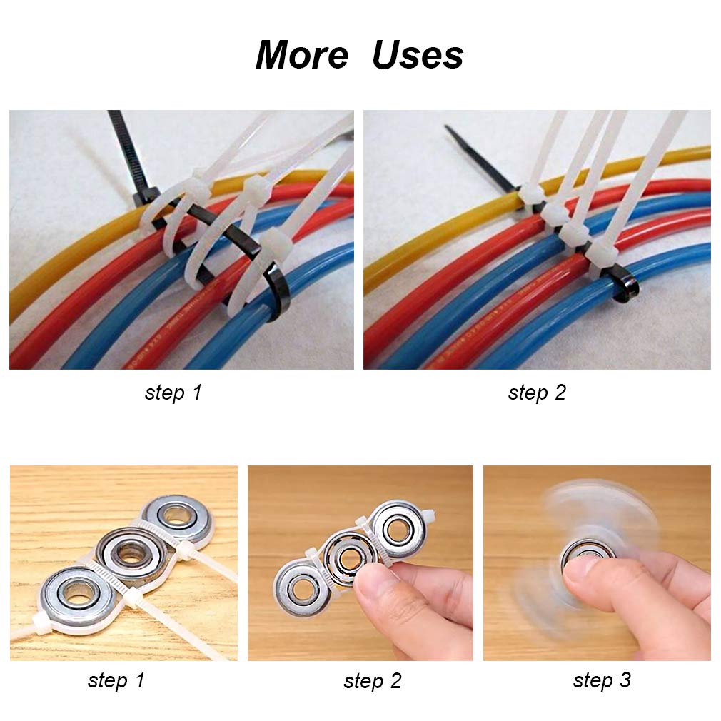 Large Durable Nylon Zip Cable Self Locking Ties 12 Inch Black Heavy Duty Plastic Zip Tie Adjustable Outdoor Gardening UV Resistant Wire Wraps 50 Lbs 100 Pack