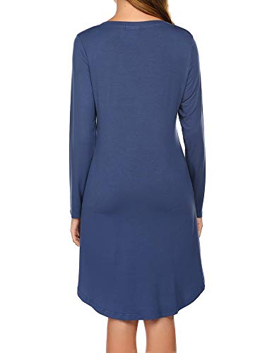 HOTOUCH Women Nightgown Long Sleeve Cute Print Sleepshirts Soft Knee Length Pajama Sleepwear